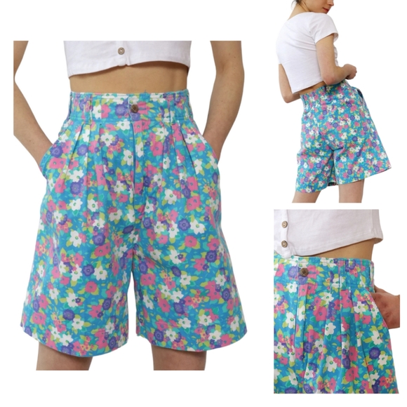 Hunt Club | Shorts | Vintage High Waist Blue Floral Long Short Perfect ...